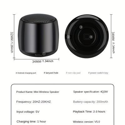 China 3W uitgangsvermogen draagbare draadloze luidspreker mini-subwoofer voor compacte audio-ervaring Te koop