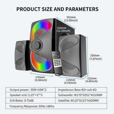 China USB/SD/FM/BT/Remote Control Speaker Active Surround Audio Subwoofer with LED Light and Wood Design for sale