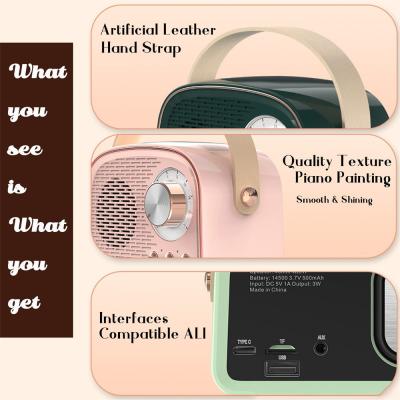 Cina Riproduttore audio portatile Hifi Stereo TF USB Radio FM Wireless Retro Altoparlante a denti blu in vendita