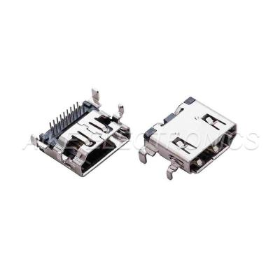 China HDMI connector 19PIN DIP Type with through hole legs,sink PCB Board Type for sale
