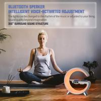 China Snooze Function Wireless Bluetooth Speaker Qi Charger ABS With Atmosphere Lamp for sale