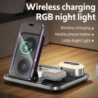 China Multi Function  Qi Wireless Charging Stand 110KHz Dimming Black Convenient for sale