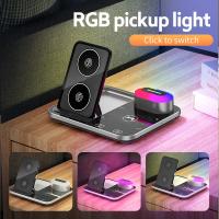 China Multi Function  Qi Wireless Charging Stand 110KHz Dimming Black Convenient for sale