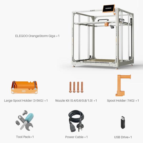 Quality Elegoo OrangeStorm Giga Large Printer Size 1224x1164x1425mm High Speed FDM 3D for sale