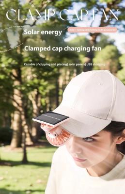 China Dual Power Hat Fan, Solar & USB Charging Wearable Mini Fan Lightweight Hands-free Cooling Fan for sale
