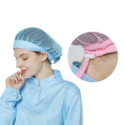 China KL-3006 Polyester Mesh Hat with Adjustable Rope for Food Factory and Workshop - Dust Proof Mesh Style Cap for sale