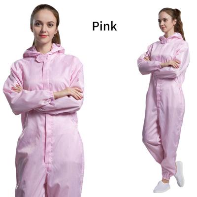 China Custom Brand ESD Cleanroom Coverall with 5mm Grid Conductive Fiber and 106-107Ohm Surface Resistance for Pharmaceutical Use for sale