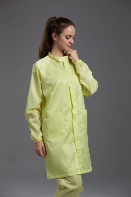 China Delantal estático anti Class1000 reutilizable del labcoat del ESD con el cuello abierto recto del soporte de la cremallera en venta