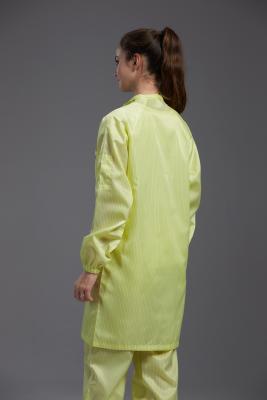 China Delantal estático anti Class1000 reutilizable del labcoat del ESD con el cuello abierto recto del soporte de la cremallera en venta