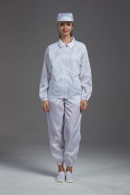 중국 스트레이트 오픈 지퍼와 옷걸이가있는 정전기 방지 ESD 청정실 흰색 재킷 및 바지 판매용