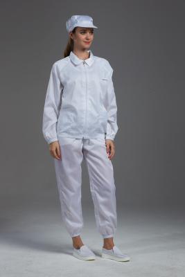 중국 스트레이트 오픈 지퍼와 옷걸이가있는 정전기 방지 ESD 청정실 흰색 재킷 및 바지 판매용