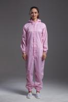 China ESD Anti Static Hooded Coverall Lapel Collar with Pen Pocket 108gsm Pink for sale