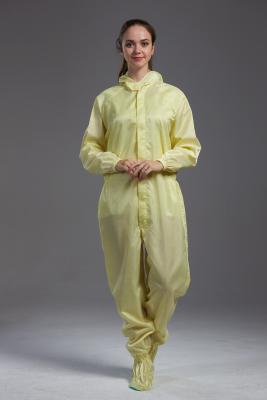 China Food Processing Garment Resuable straight open zipper hooded coverall with socks yellow durable in food Workshop for sale