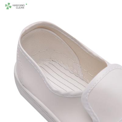 China Cleanroom White breathable PVC sole anti slip antistatic leather lab shoe esd mesh shoes for sale