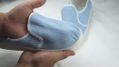 China Cleanroom stripe white canvas PVC sole anti slip shoe esd antistatic shoes for electronics factory for sale