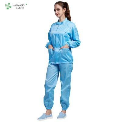 China Easy Clean Anti Static Garments Safety Workwear Clothing Conductive Grid Fibre With Hat for sale