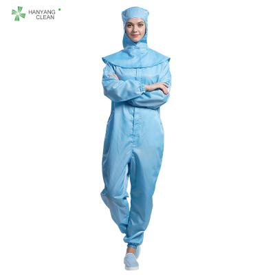 China Polyster And Carbon Fiber Clean Room Lab Coats Blue Color 75D / 100D Yarn 0.3kg / Set for sale