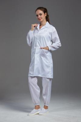 China Cleanroom smock and gown anti static ESD polyster and conductive fiber white color for sale