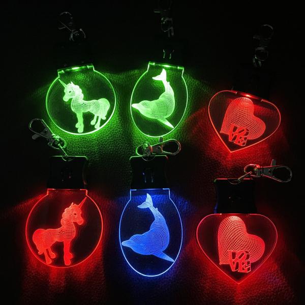 Quality Customized Shape Acrylic RGB Lamp 7 Colors Glitter Clear Acrylic Keychain Diy for sale