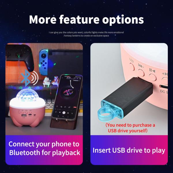 Quality Mini Projector Lamp USB Music Speaker With RGB Colors Changing Rechargeable LED for sale