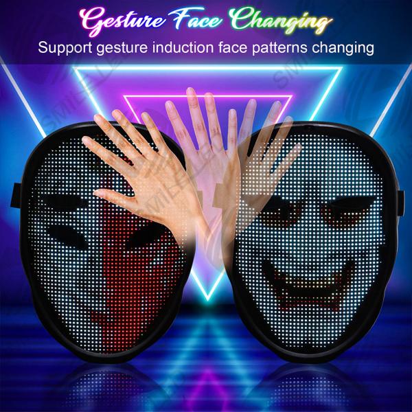 Quality Bluetooth Led Lights Up Party Mask DIY Picture Editing Programmable Mask LED for sale