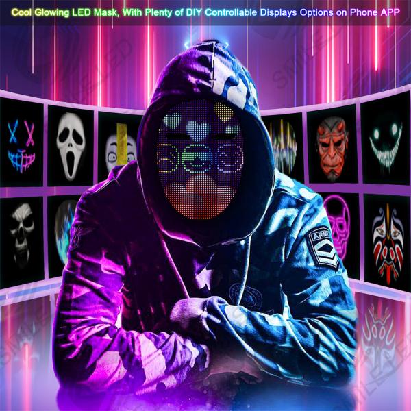 Quality Bluetooth Led Lights Up Party Mask DIY Picture Editing Programmable Mask LED for sale