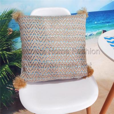 China 60%PP+40%Jute，18*18 inch，Blue,black and white,yellow,purple,navy,navy blue，Wicker Outdoor Cushions And Pillows Covers for sale