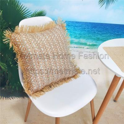 China 85% PP Raffia+15% PET，18*18 inch，White,grey,red,pink，Patio Furniture Chair Seat Cushion Covers for sale