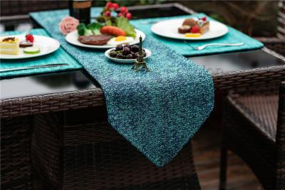 China 100% PP Raffia,microfiber,Navy blue,navy,gold,light blue,Modern Merry Christmas Tablecloth And Runners Sets for sale
