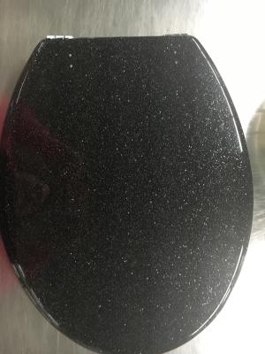 China BLACK GILITTER POLYRESIN TOILET SEAT,17Inch,19Inch and 18inch,Zind Alloy Hinge,Soft close hinge for sale