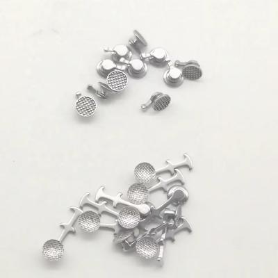 Китай Бондируемые двойные крючки лингвальные кнопки 7 мм, обычные, 10 шт. в упаковке, ортодонтические кнопки, стоматологическая ортодонтия, брекеты продается