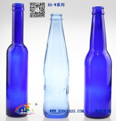 China blue glass beer bottle for sale