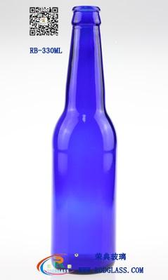 China 330ml blue beer glass bottle for sale