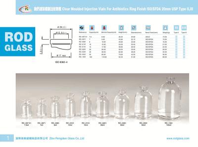 China Clear mouled injection glass vials for sale