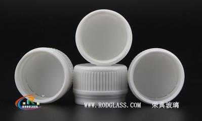 China 28mm white plastic caps for amber syrup glass bottle,child-proof for sale