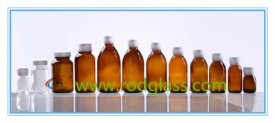 China amber glass bottle for pharma syrup or tablet with caps for sale