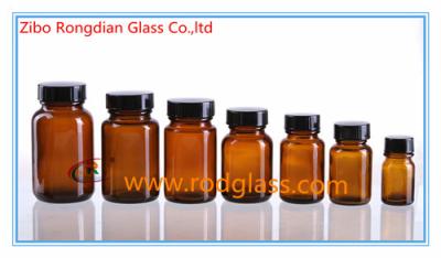 China various amber glass bottle,wide mouth,with phenolic caps for sale