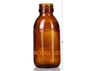 China 125ml amber glass bottle with mark line for syrup DIN28MM for sale