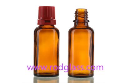 China 30ml amber reagent glass bottle for liquids with tamper evidient caps for sale
