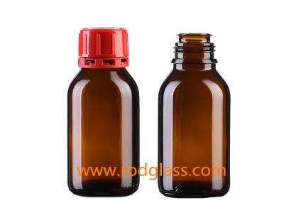 China 125ml amber reagent bottle for liquids  with tamper evidient caps,glass bottle for sale