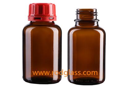 China 250ml amber reagent glass bottle for solid with tamper evidient caps for sale