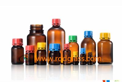 China amber glass  bottle for reagent for solid or liquid with tamper evidient caps for sale