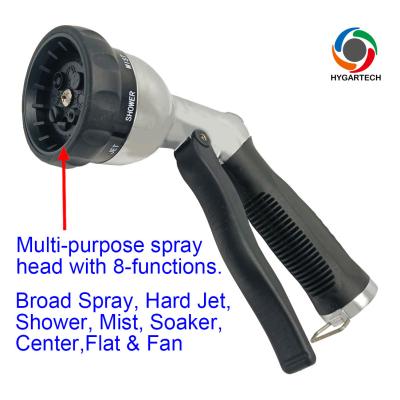 중국 8 모드 산수용 호스 노즐 Ｗ 전면 트리거 제어를 금속을 입히세요 판매용