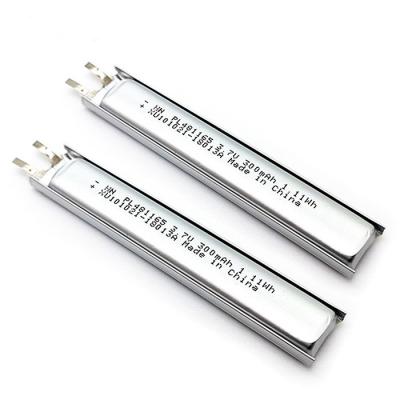 China 300mAh 3.7V PL491665 Lithium Polymer Battery，Rechargeable Li-Po Battery Cell with Tabs for Bluetooth Devices，RoHS Compliant Made in China for sale