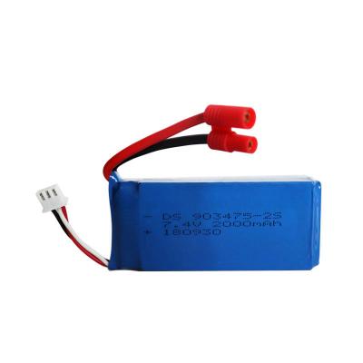 China 7.4V 2000mAh 2S LiPo Battery Lithium Polymer Battery With Balance Wire & Banana Connector for Remote Control Vehicle, RoHS Compliant Made in China for sale