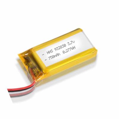 China 3.7V 750mAh Li-Polymer Battery 932830 Rechargeable Soft Pack Replacement Battery for Mini Portable Electronics, IEC62133 China Manufacturer for sale