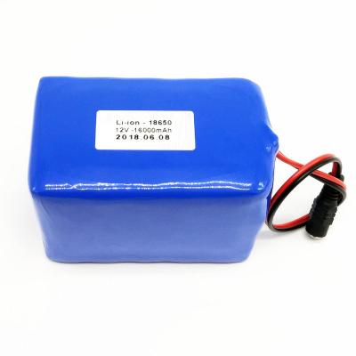 China 16Ah 12V Rechargeable 18650 Lithium Ion Battery Pack with Single DC Female Connector for Handheld Detector，UN38.3 Compliant Made in China for sale