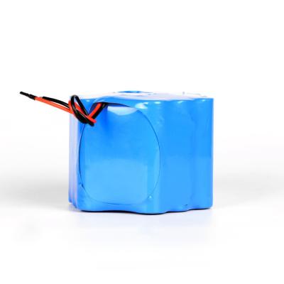 China 12V 15.6Ah Square Block 18650 Rechargeable Lithium Battery Pack, Blue PVC Heat Shrink Insulation with Stripped Bare Red & Black Lead Wires for DIY Electronic Projects for sale