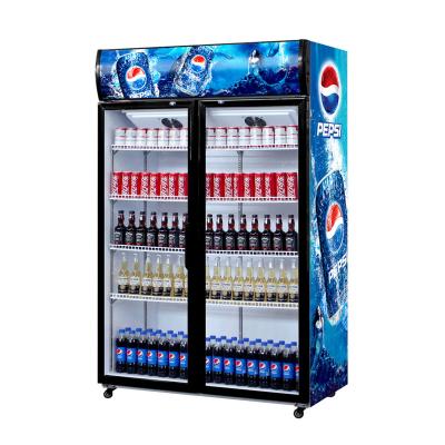 China 1200L Commercial Glass Display Refrigerator with Air Cooling and Digital Thermostat for sale