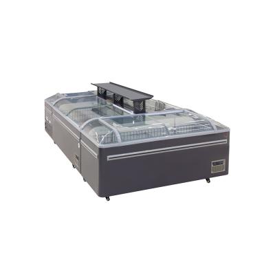 China Glass Door Island Freezer 280W Commercial Glass Top Freezer With LED Lighting for sale
